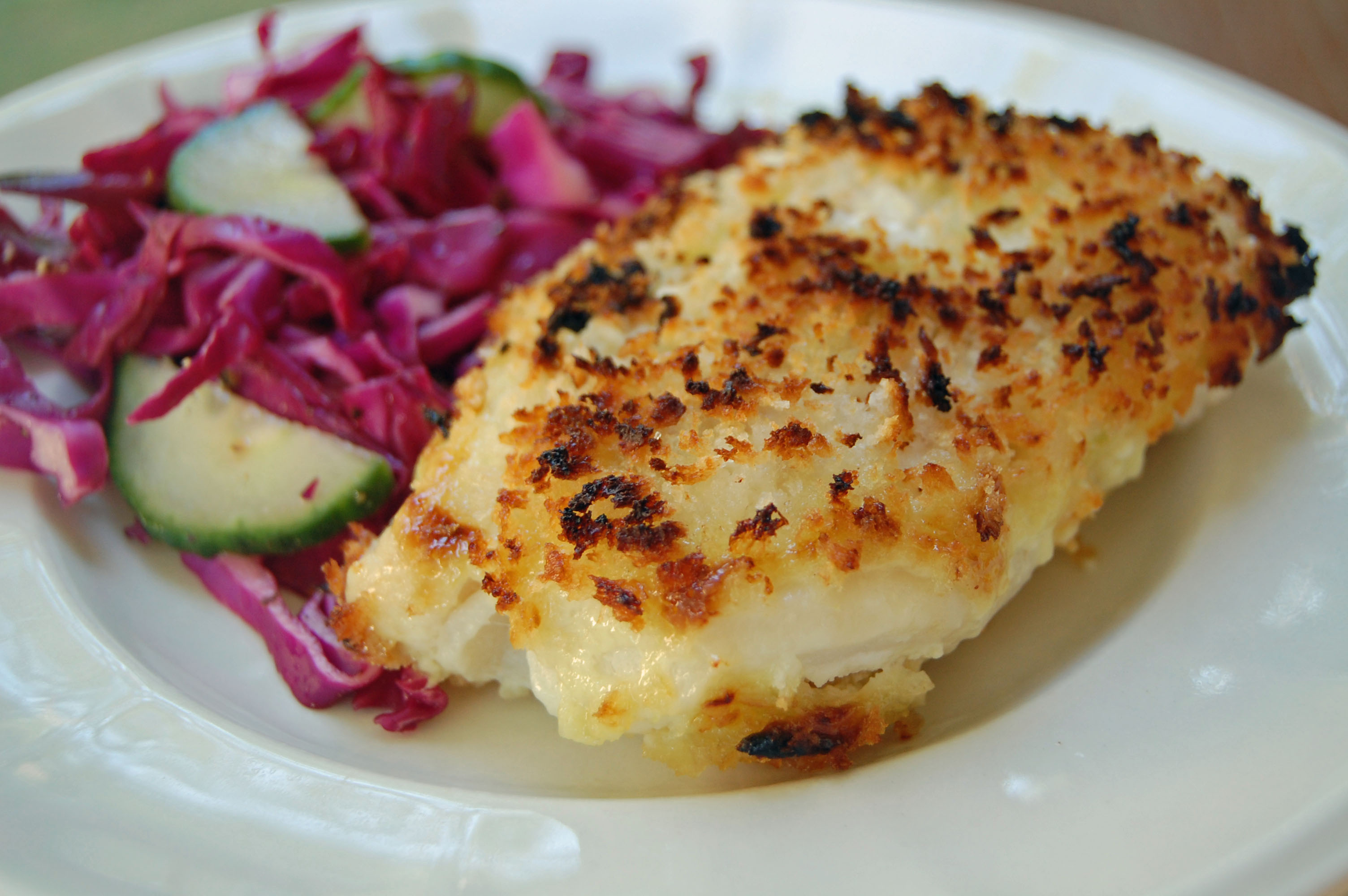 Crunchy Wasabi-crusted Fish with Red-Cabbage Slaw | The Teacher Cooks
